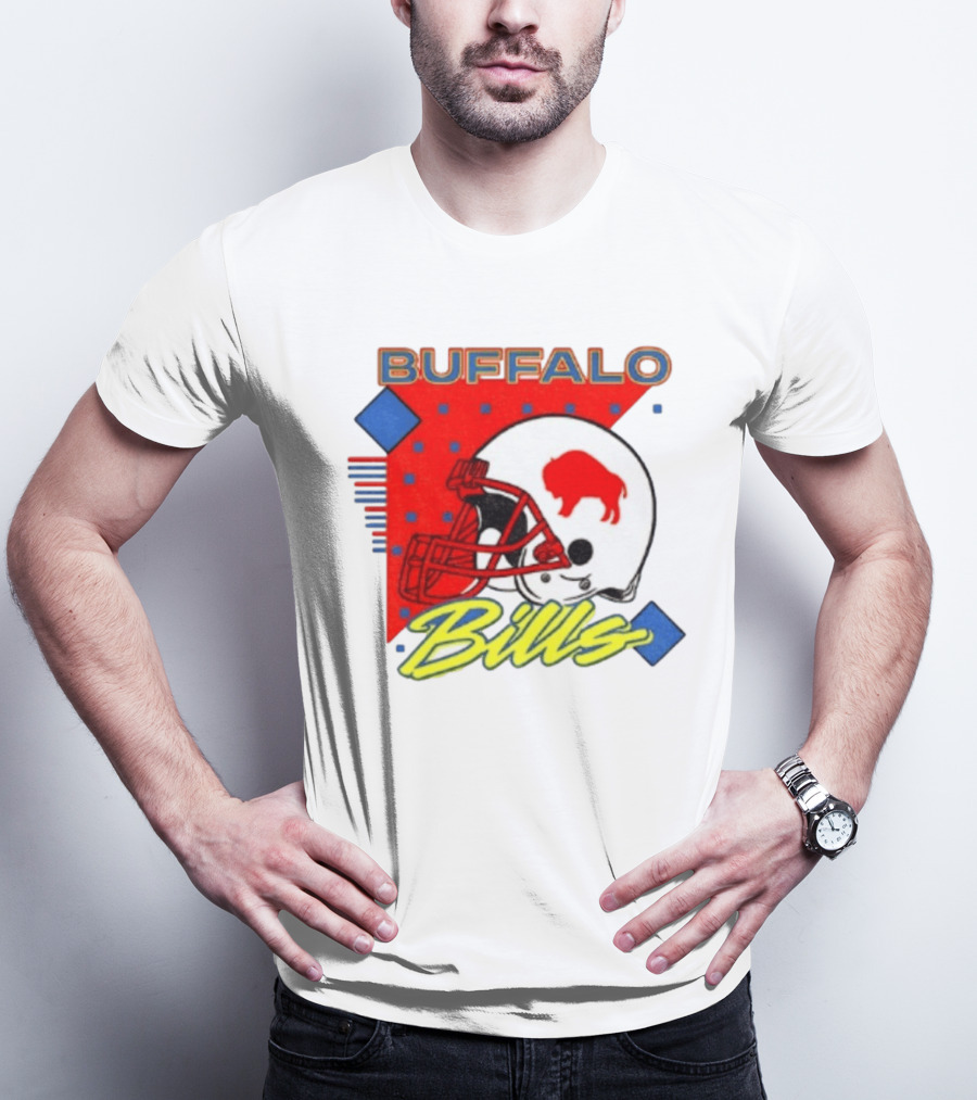 Buffalo Bills Football Helmet Retro 90s T-Shirt
