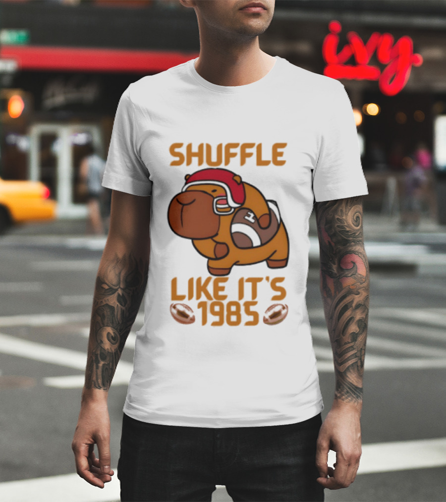 Shuffle Like It's 1985 Capybara With Headphones T-Shirt