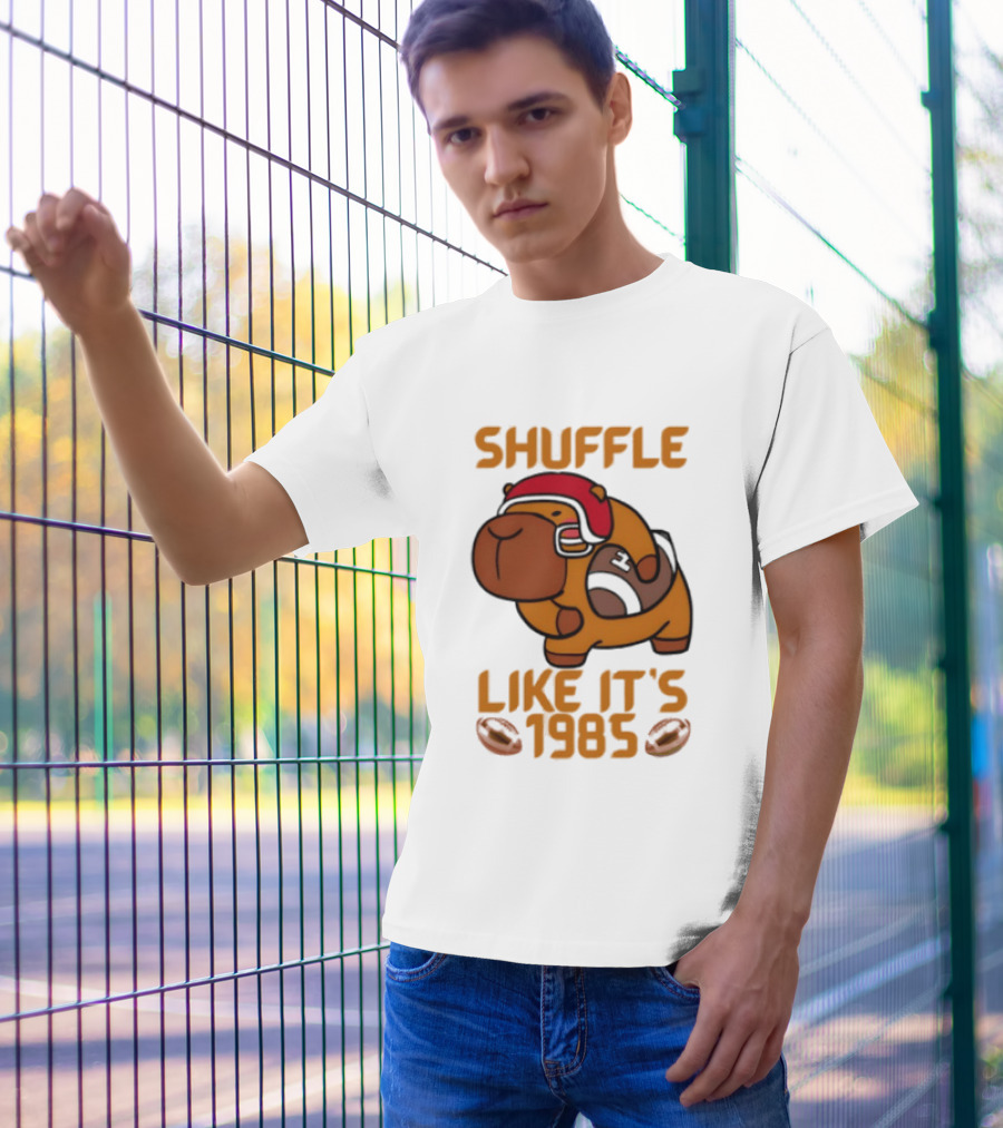 Shuffle Like It's 1985 Capybara With Headphones T-Shirt