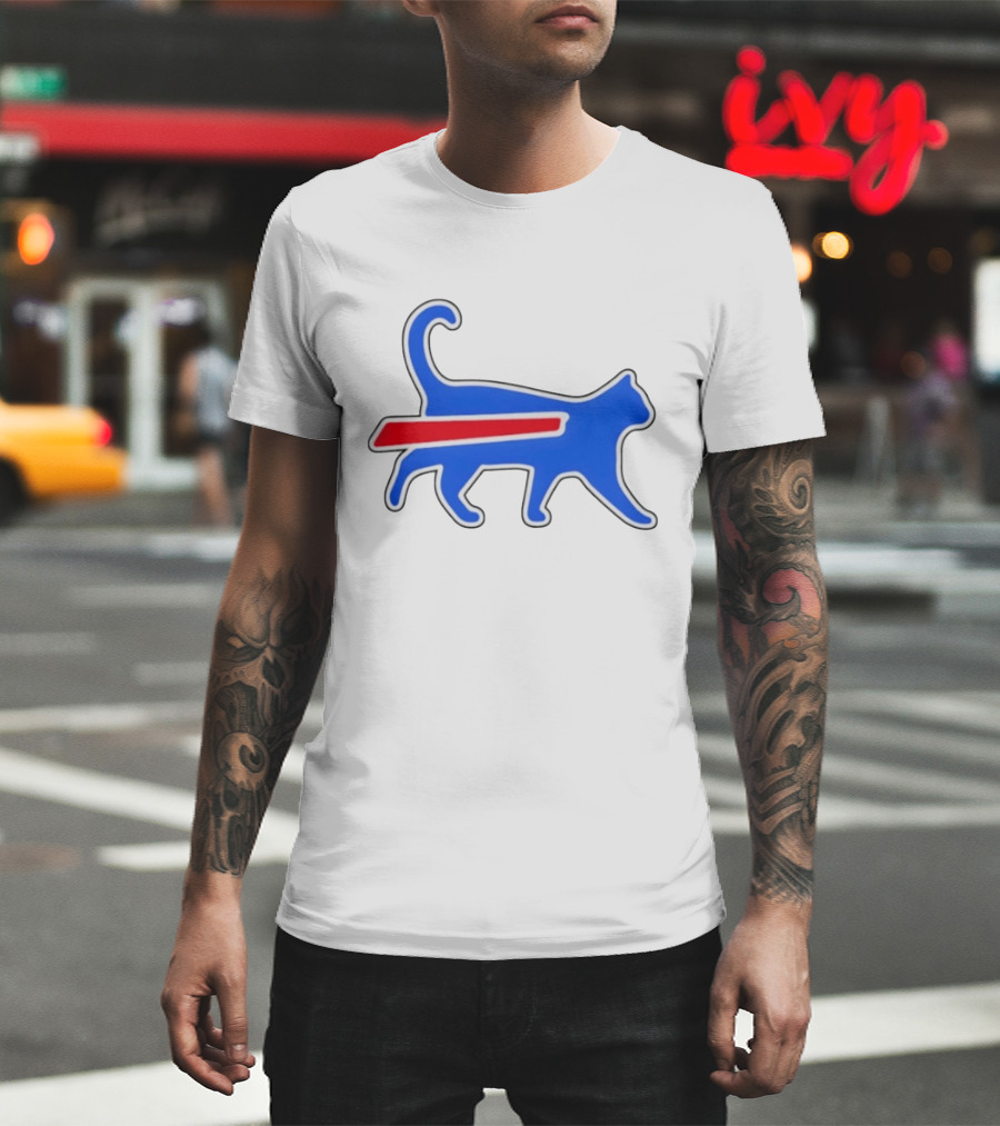 Buffalo Bills Cat Logo Parody Red And Blue T-Shirt