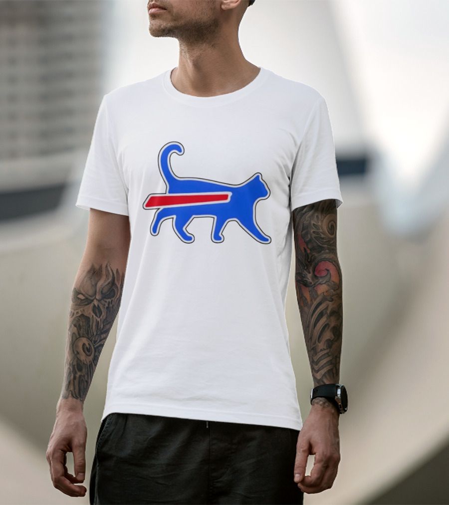 Buffalo Bills Cat Logo Parody Red And Blue T-Shirt