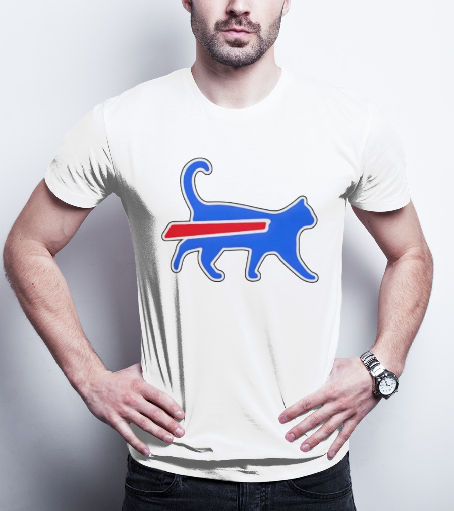 Buffalo Bills Cat Logo Parody Red And Blue T-Shirt