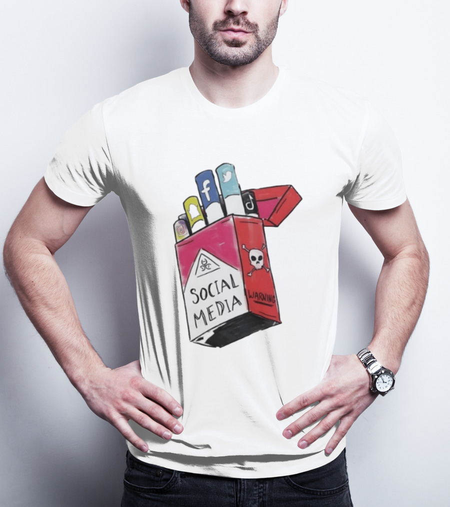 Social Media Warning Cigarette Pack With Iconic Apps T-Shirt