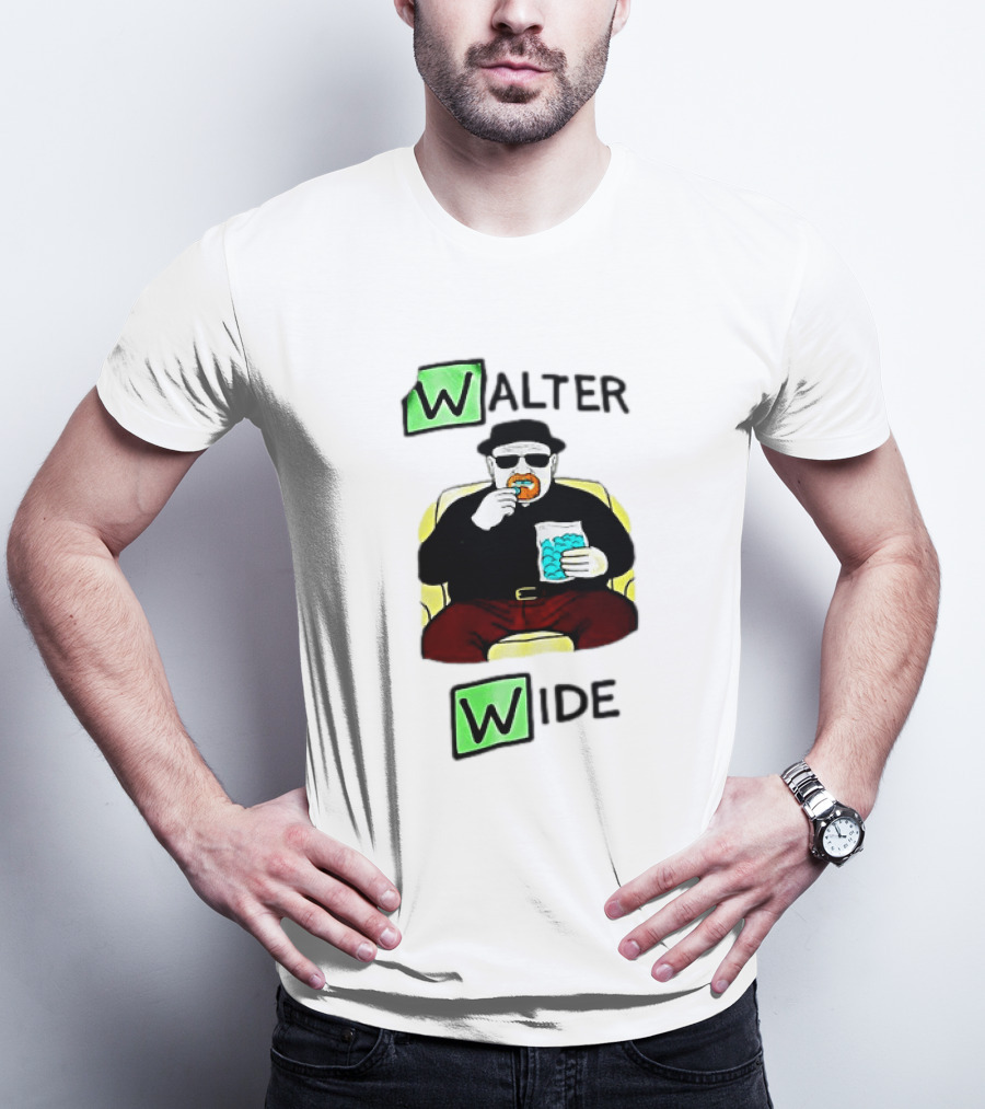 Walter Wide Breaking Bad Parody Green Letters Sitting Eating Blue Candy T-Shirt