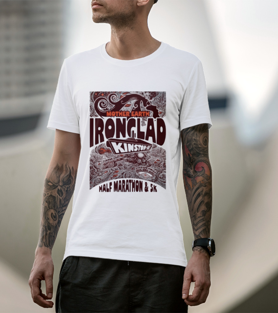 Mother Earth Ironclad Kinston Half Marathon 5K Cannon Start Stadium Finish T-Shirt
