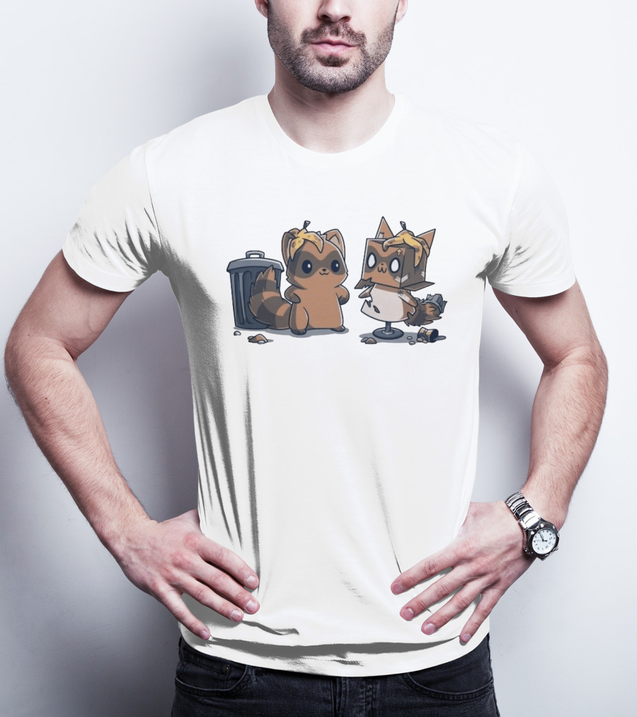 Get Crafty Raccoon Cardboard Box Costume With Trash Can Creativity T-Shirt