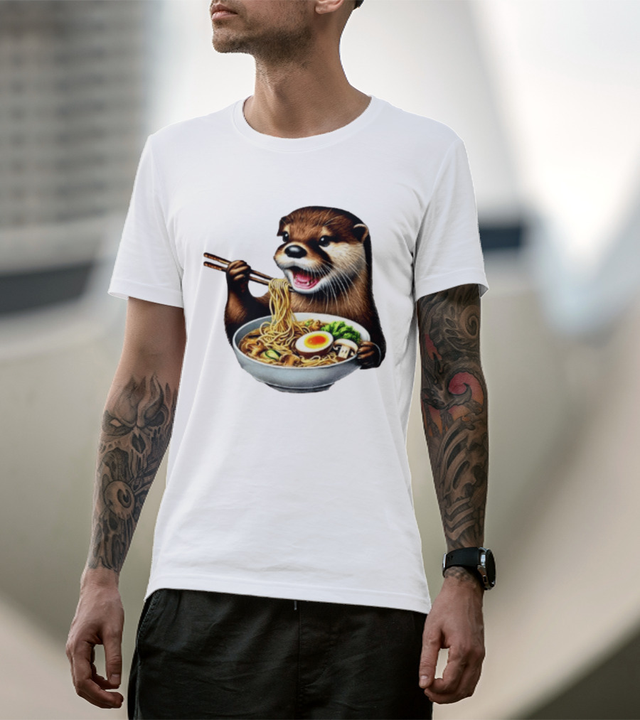 Trendy Otter Enjoying Ramen Bowl Meme T-Shirt