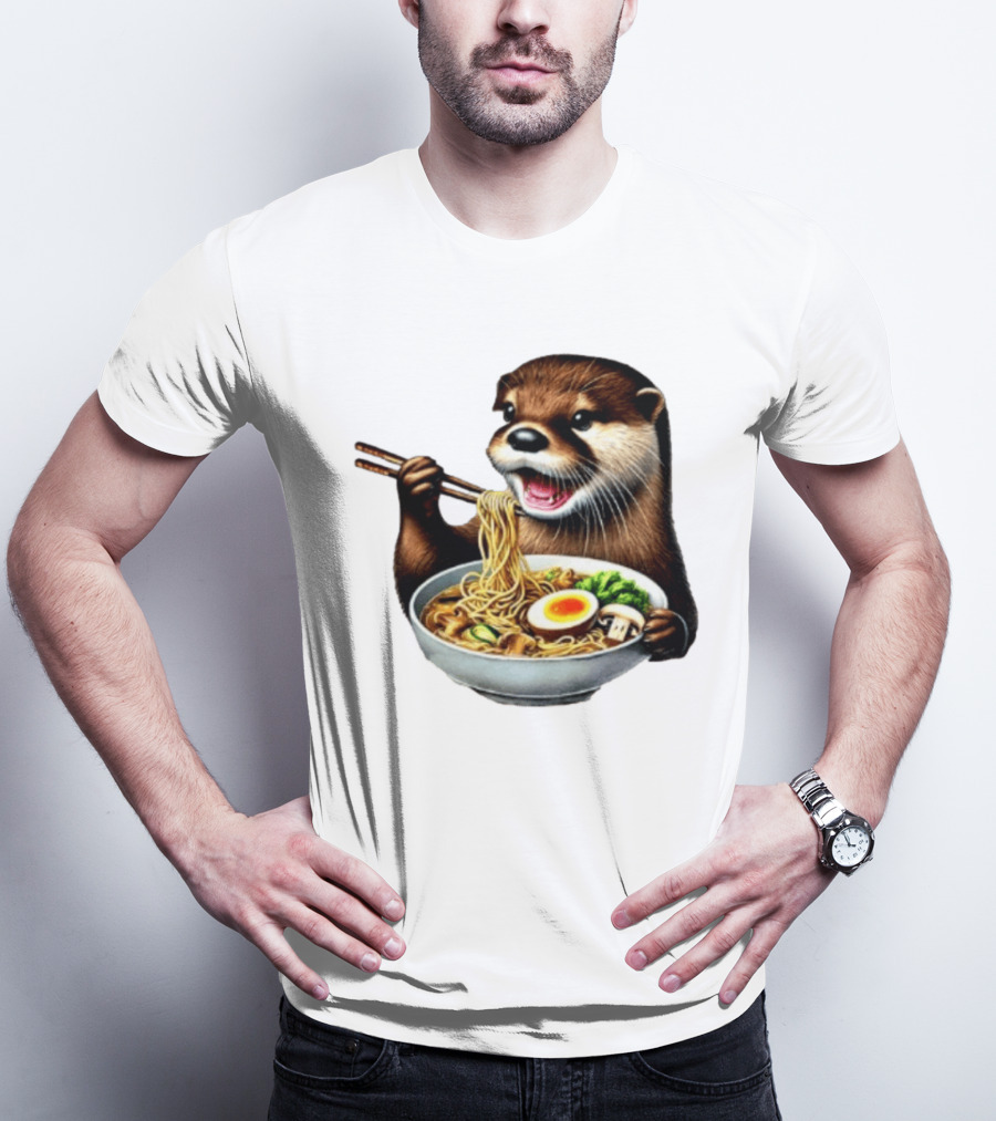 Trendy Otter Enjoying Ramen Bowl Meme T-Shirt