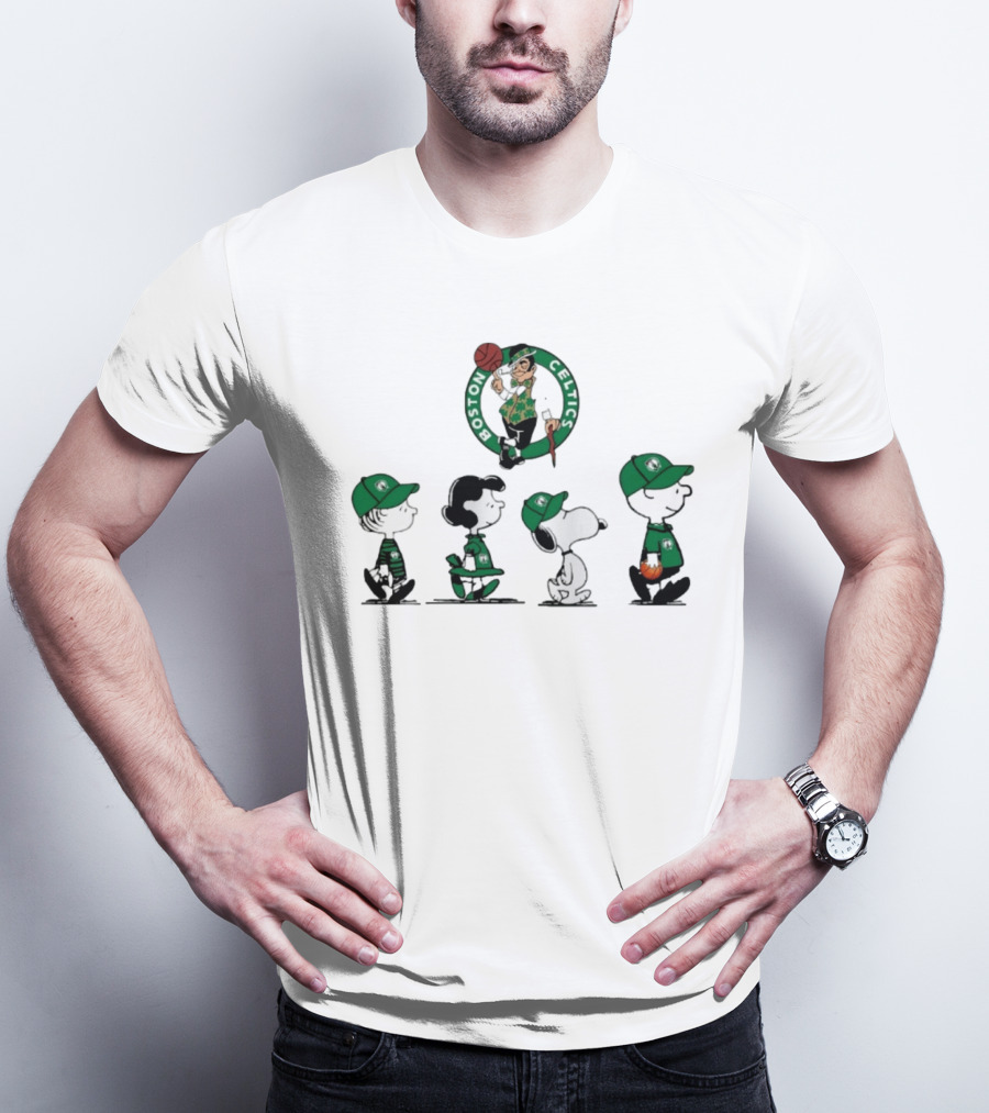 Peanuts Characters Boston Celtics Basketball Sports T-Shirt