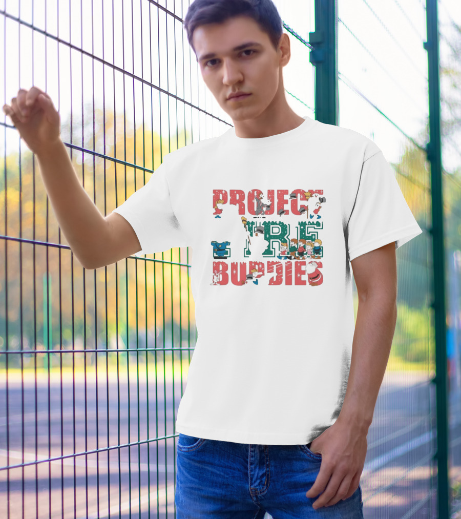 Project Fire Buddies Christmas Animated Characters And Santa Claus T-Shirt