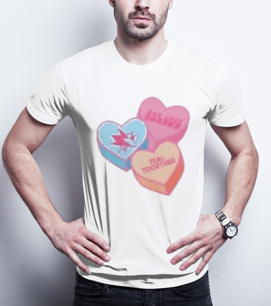 San Jose Sharks Valentine Candy Heart Teal Together T-Shirt
