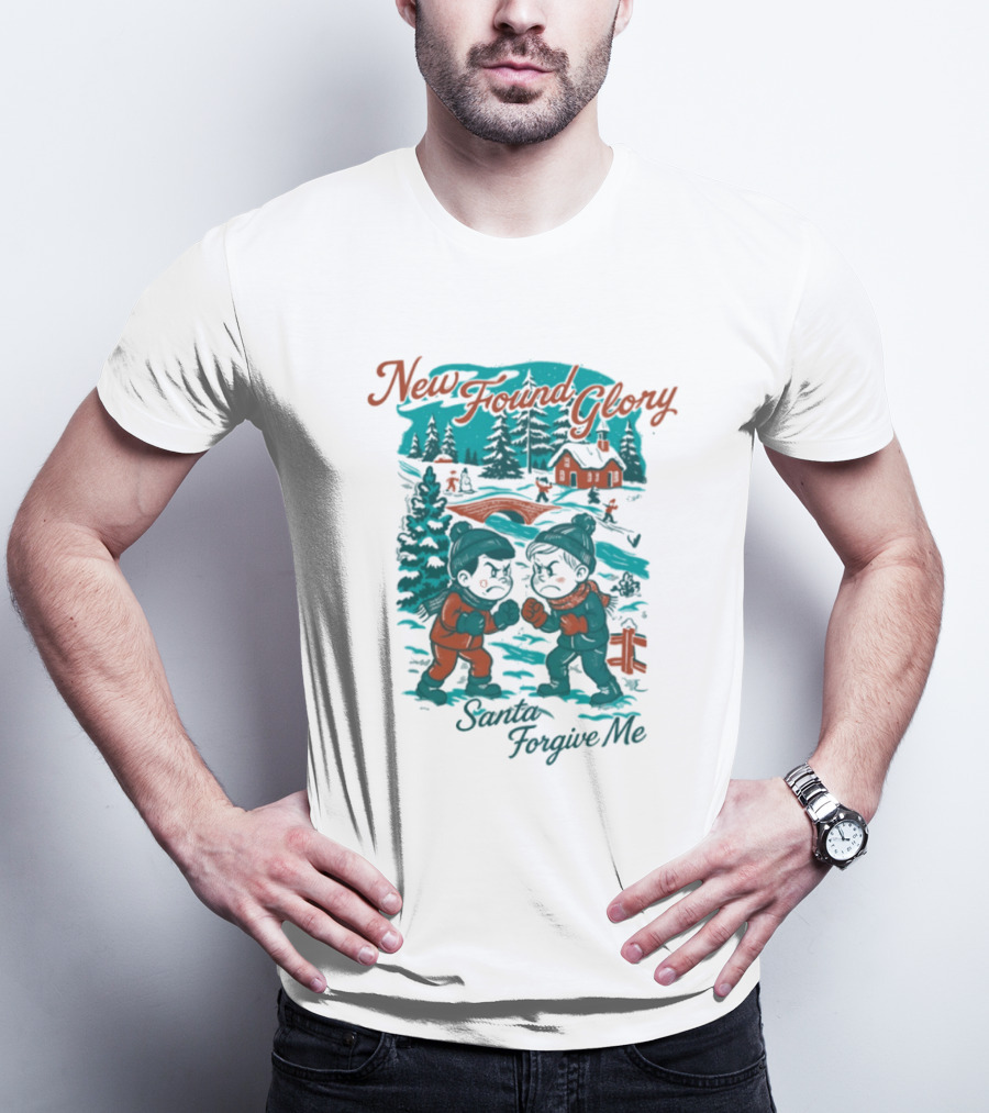 New Found Glory Santa Forgive Me Winter Scene T-Shirt