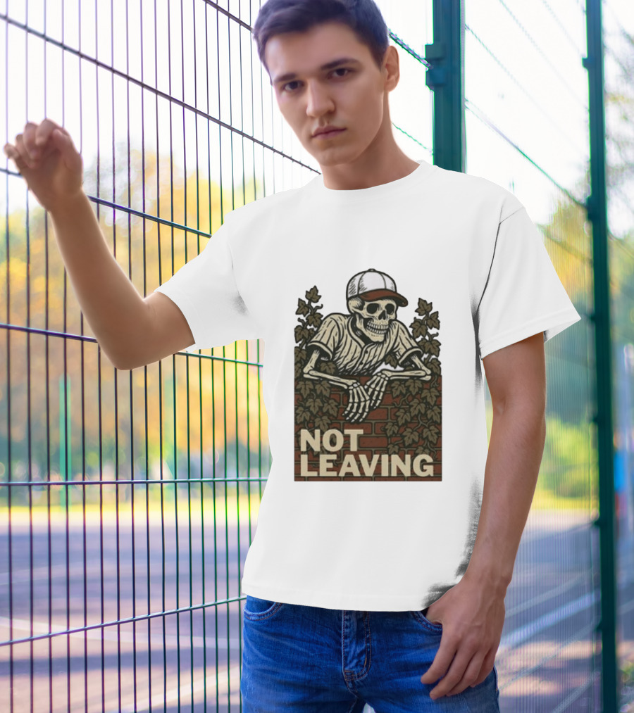 Skeleton Baseball Player Not Leaving Brick Wall Ivy Cap T-Shirt