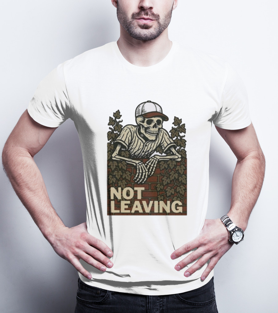 Skeleton Baseball Player Not Leaving Brick Wall Ivy Cap T-Shirt