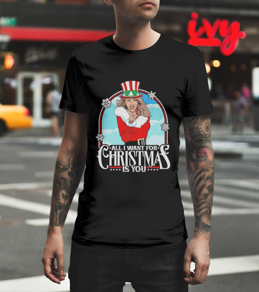 All I Want For Christmas Is You Mariah Carey Santa Christmas Music Holiday T-Shirt