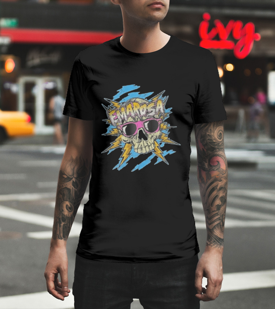 Emarosa Skull With Sunglasses And Lightning Burst T-Shirt
