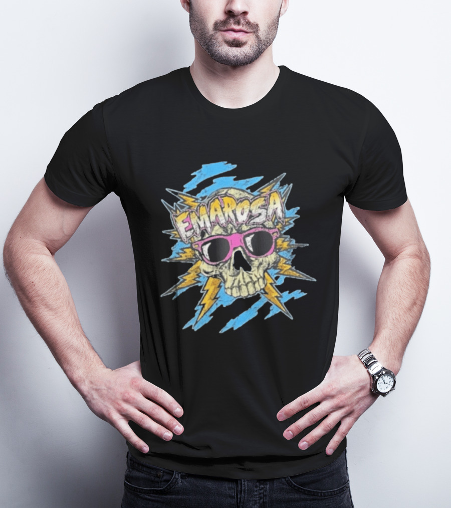 Emarosa Skull With Sunglasses And Lightning Burst T-Shirt