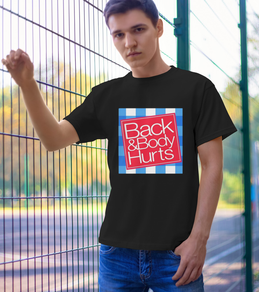 Back And Body Hurts Blue Gingham Square Red T-Shirt