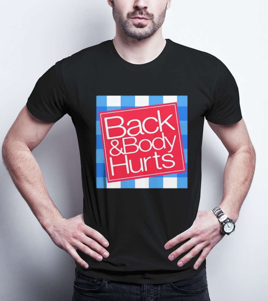 Back And Body Hurts Blue Gingham Square Red T-Shirt