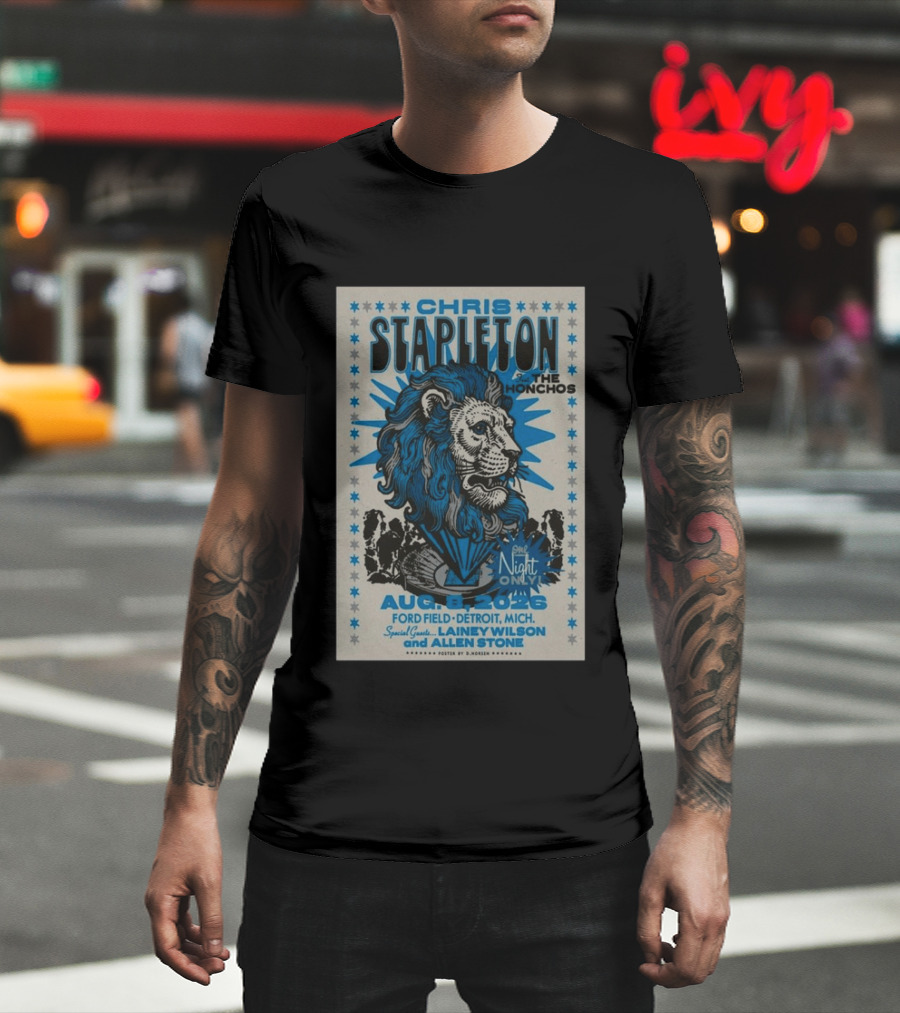 Chris Stapleton The Honchos Ford Field Detroit Aug 08 2026 Special Guests Lainey Wilson Allen Stone T-Shirt