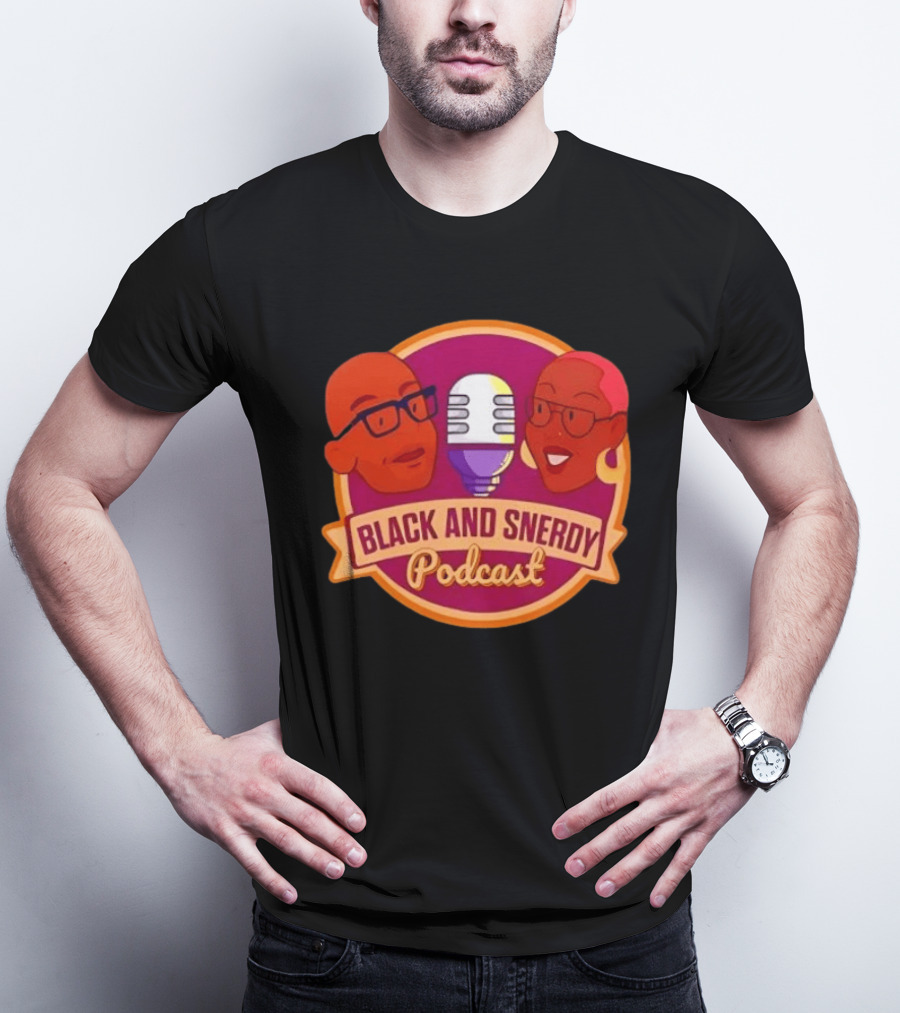 Black And Snerdy Podcast Hosts Microphone T-Shirt
