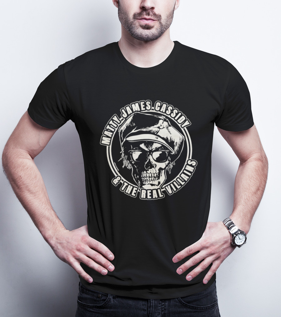 Matty James Cassidy And The Real Villains Skull With Glasses And Hat T-Shirt