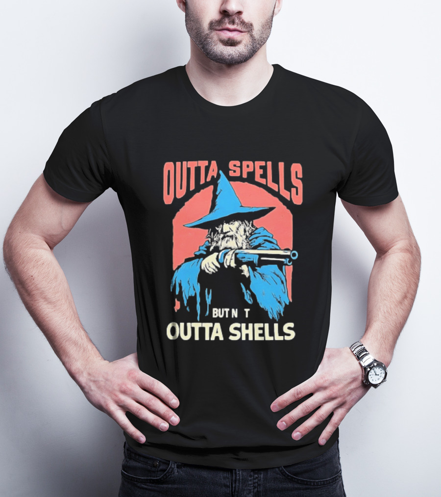 Outta Spells But Not Outta Shells Wizard Humor T-Shirt