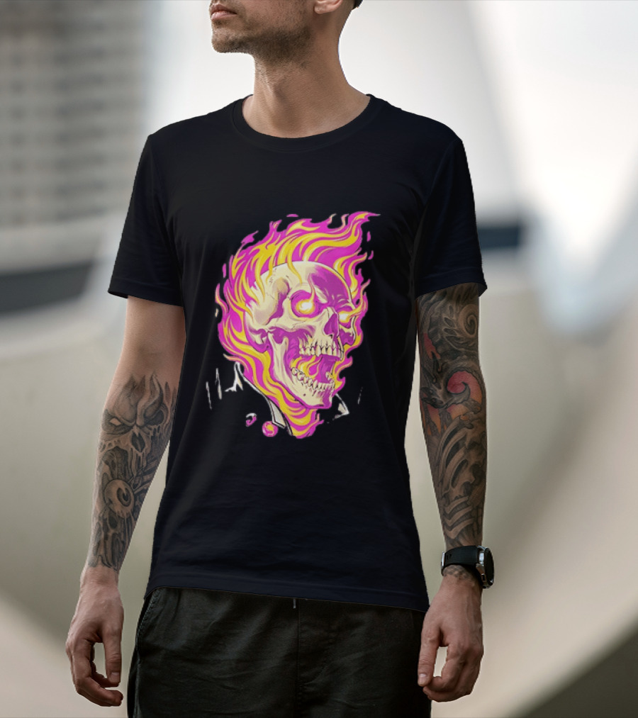 Ghost Rider Flaming Skull Marvel Fire Blaze T-Shirt