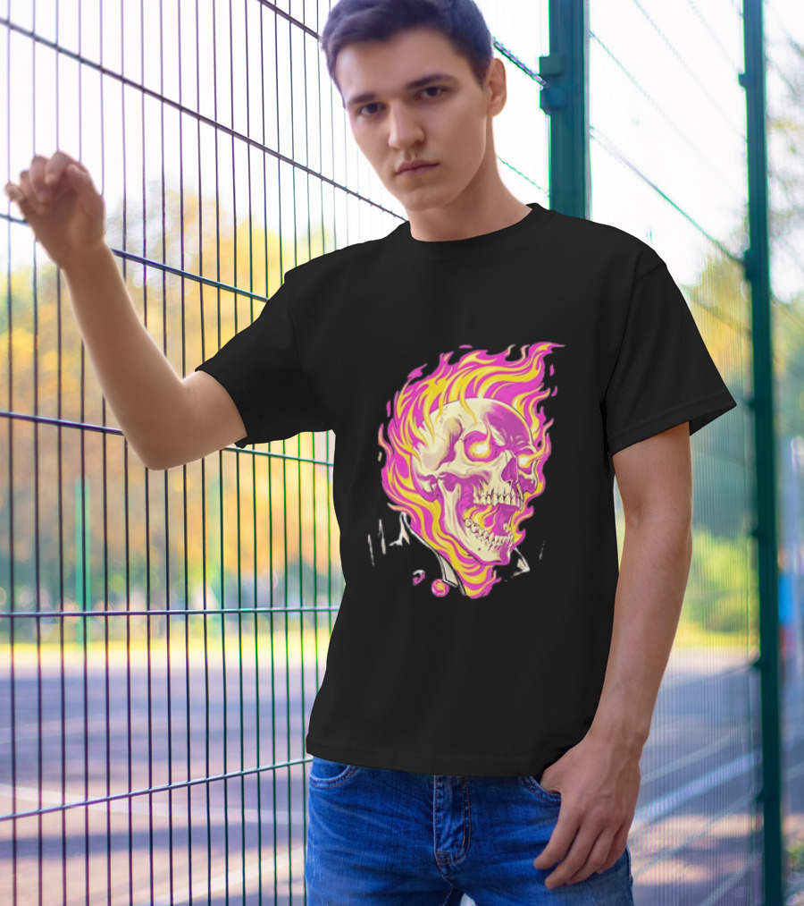 Ghost Rider Flaming Skull Marvel Fire Blaze T-Shirt