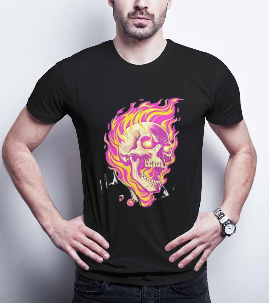 Ghost Rider Flaming Skull Marvel Fire Blaze T-Shirt