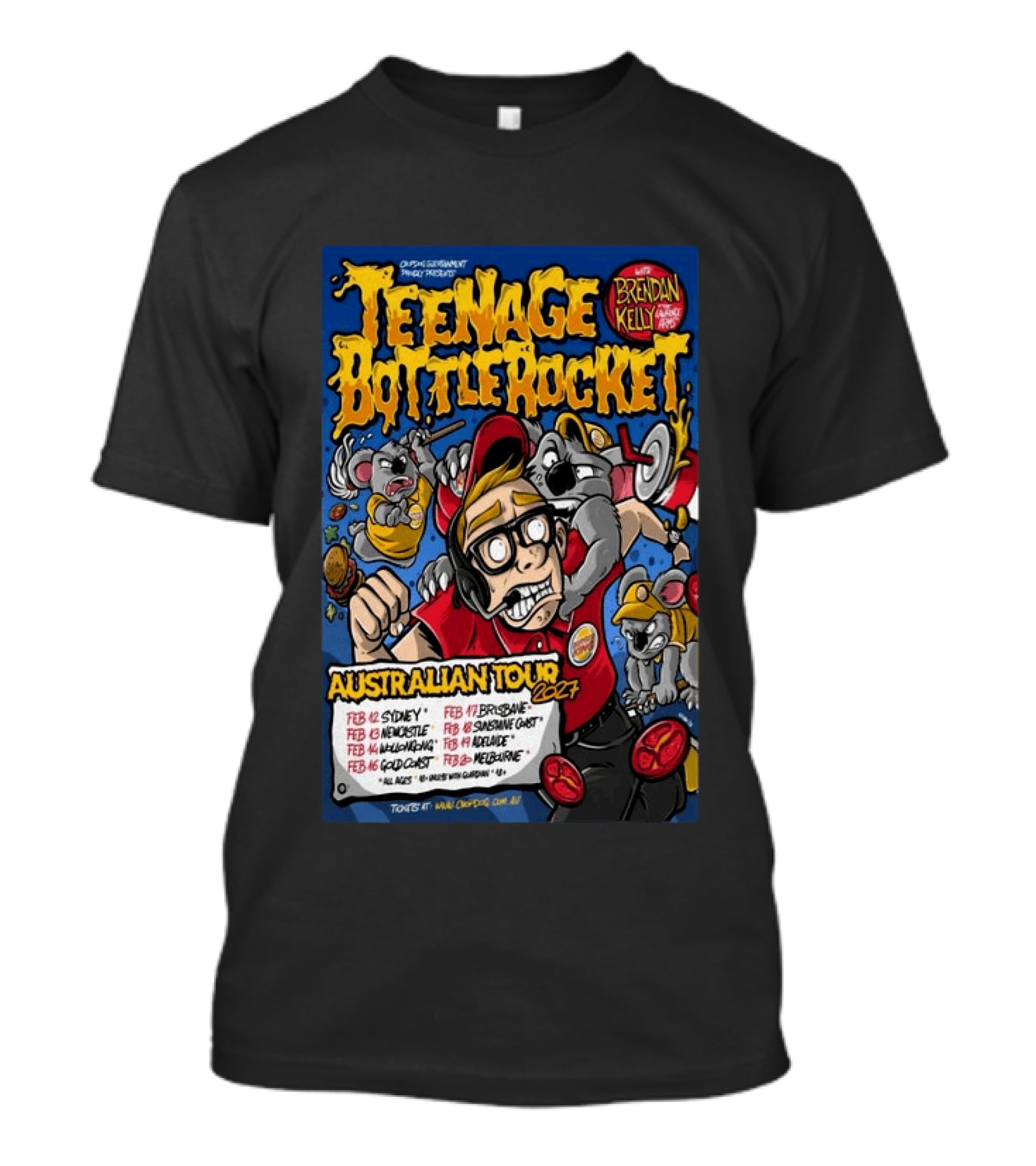 Teenage Bottle Rocket Australian Tour 2024 With Brendan Kelly Dates And Cities T-Shirt