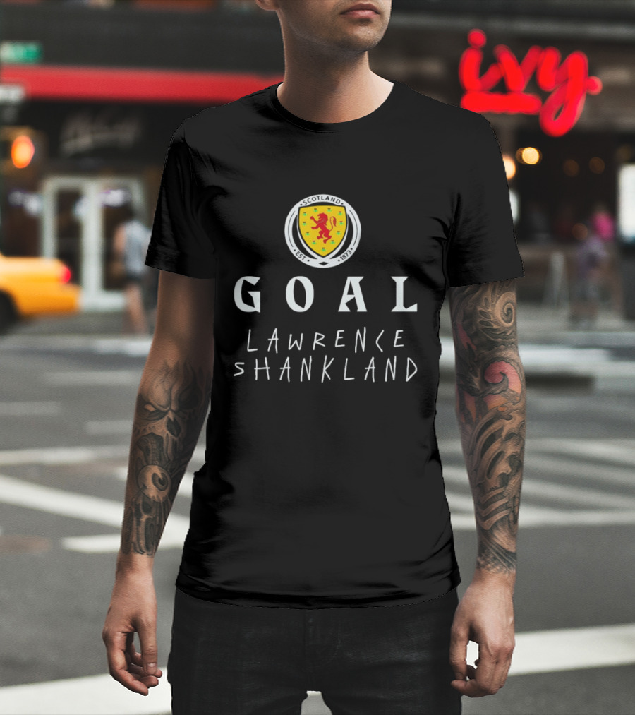 Goal Lawrence Shankland Scotland National Football Team Est 1873 Lion Crest T-Shirt