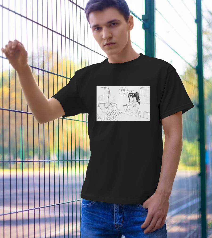 Nurse Manga Style Hospital Scene With Patient And IV Drip T-Shirt