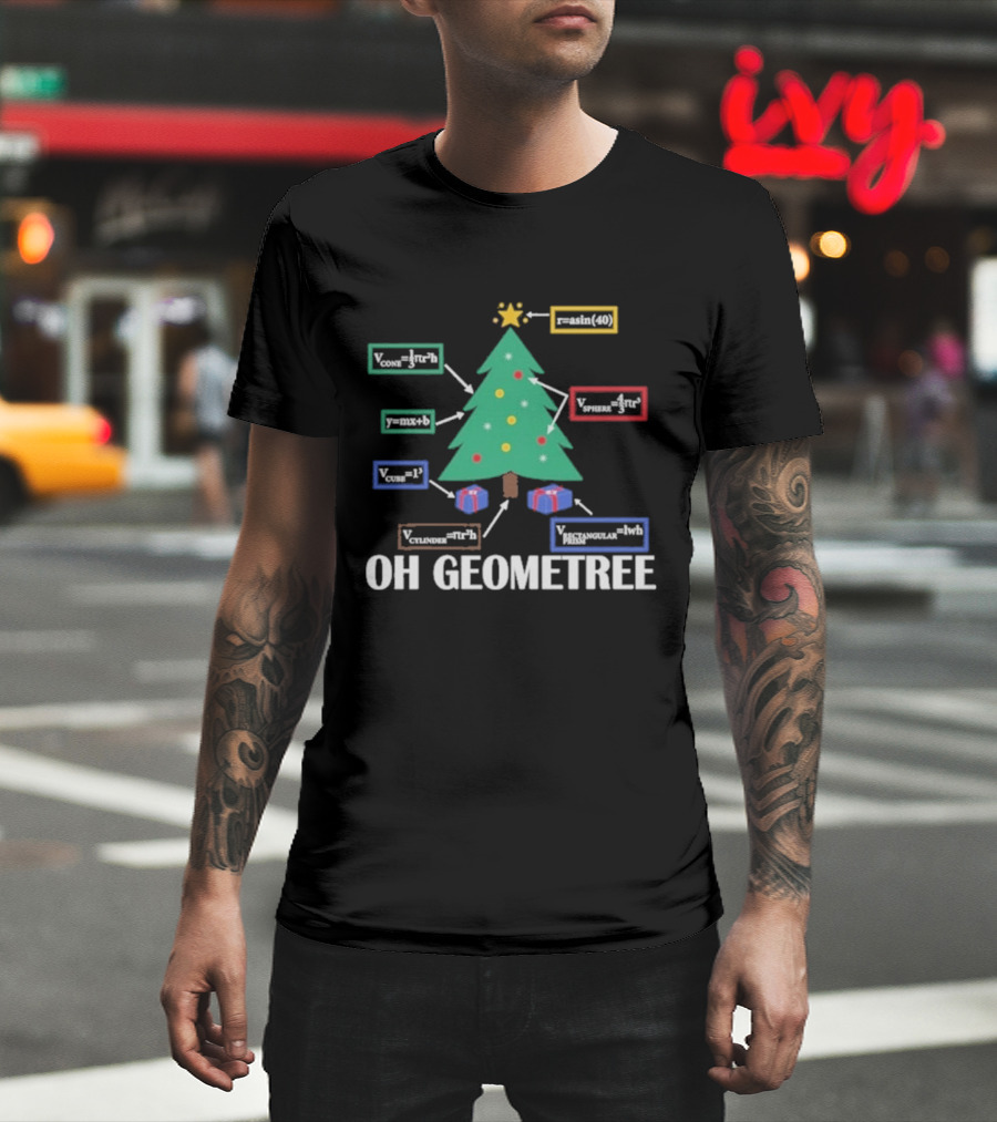 Oh Geometree Christmas Math Teacher Holiday Humor Educational T-Shirt