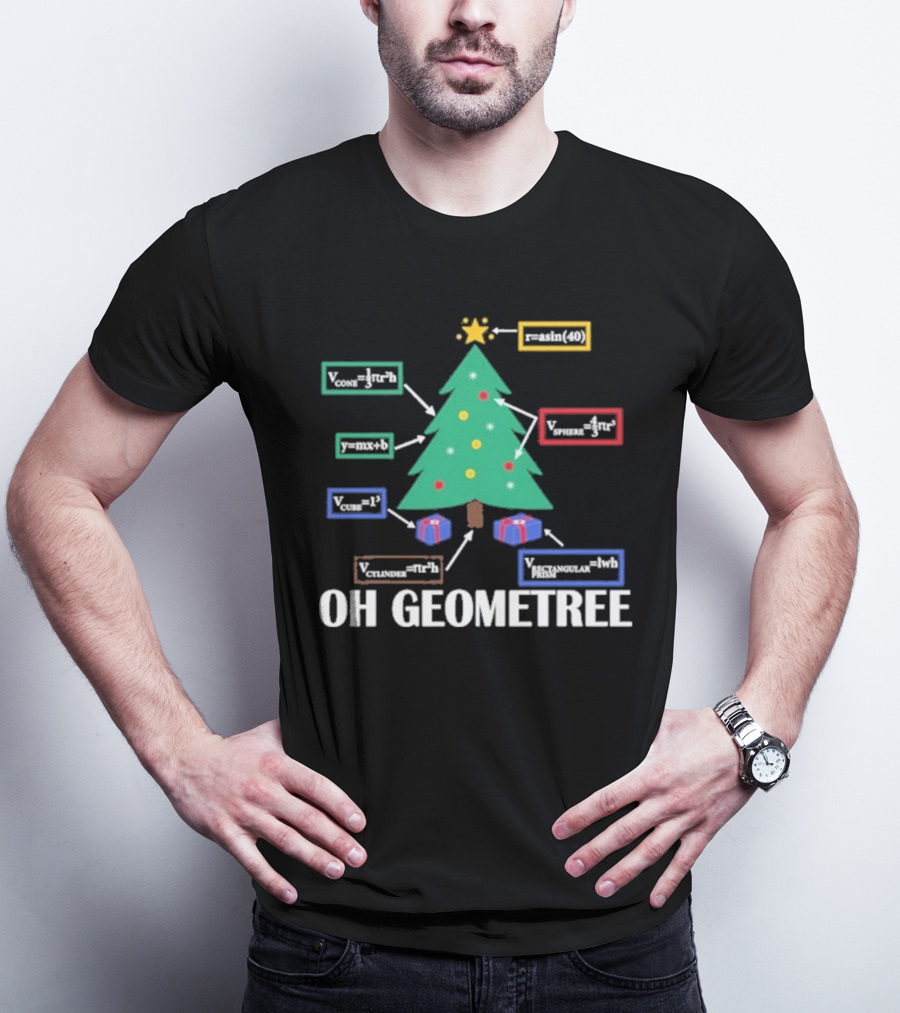 Oh Geometree Christmas Math Teacher Holiday Humor Educational T-Shirt