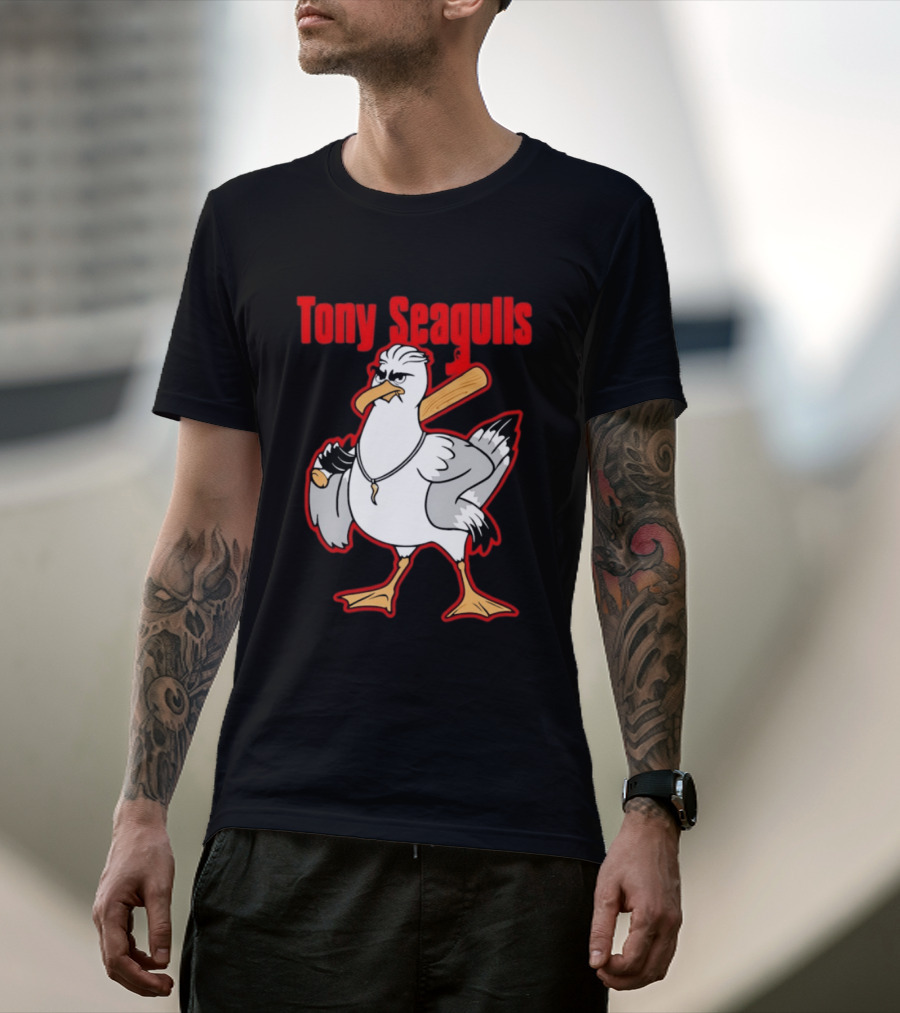 Tony Seagulls Mobster Bird Seagull Mafia T-Shirt