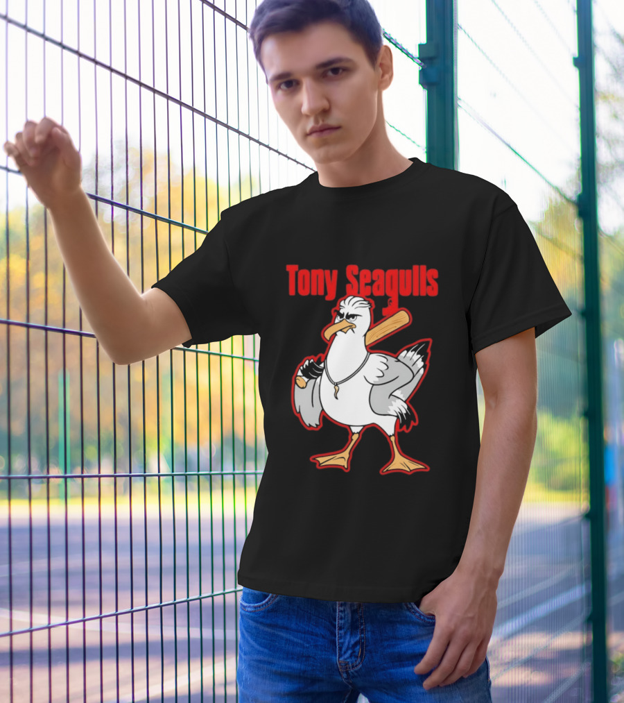 Tony Seagulls Mobster Bird Seagull Mafia T-Shirt