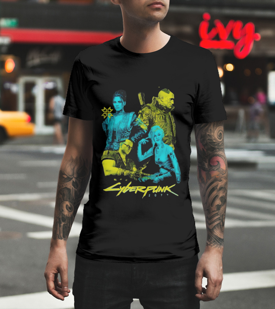 Cyberpunk 2077 Characters And Logo Video Game Merchandise T-Shirt
