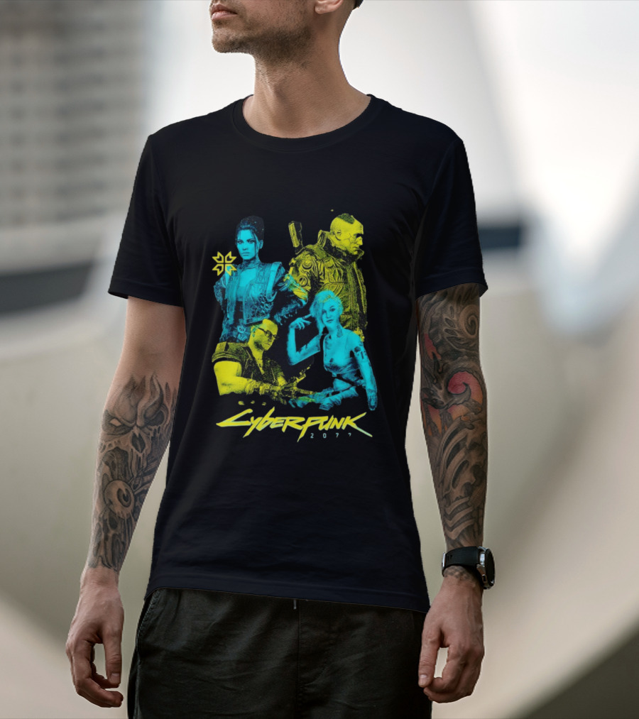 Cyberpunk 2077 Characters And Logo Video Game Merchandise T-Shirt