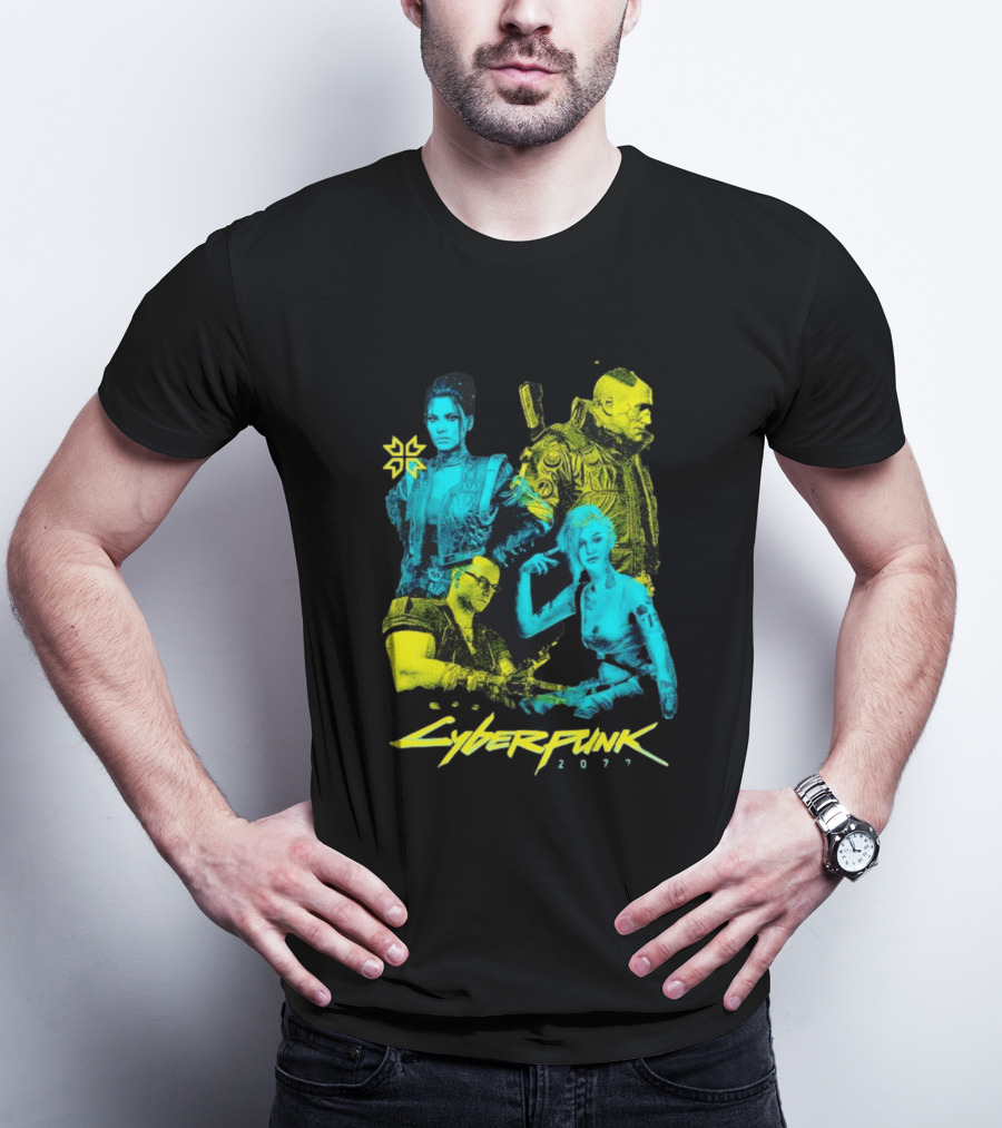 Cyberpunk 2077 Characters And Logo Video Game Merchandise T-Shirt