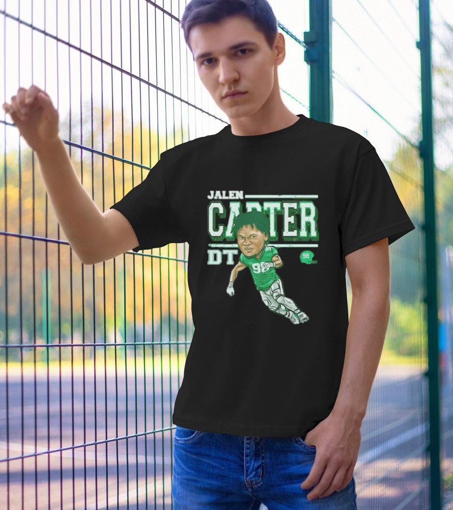 Jalen Carter Philadelphia Eagles DT 98 Caricature Football Player T-Shirt