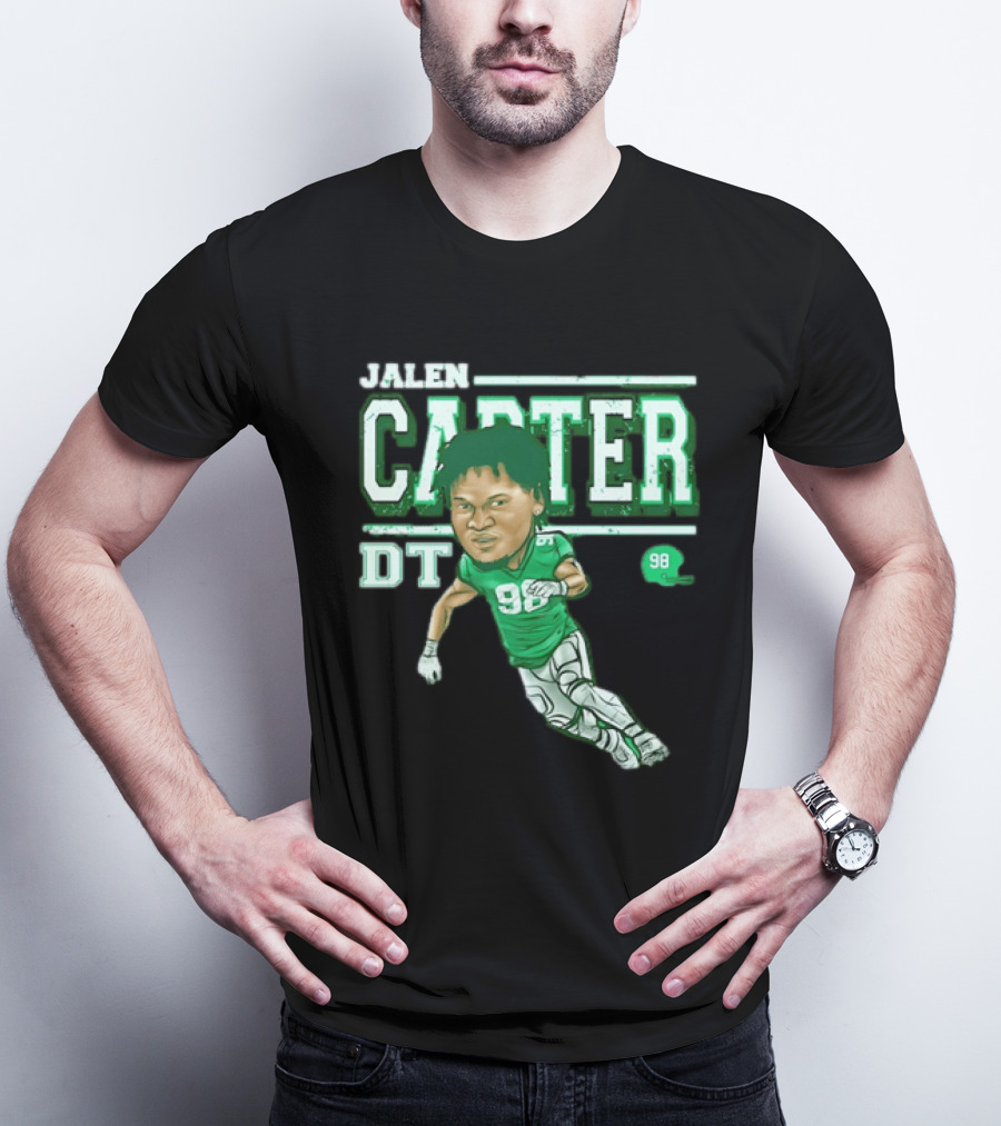 Jalen Carter Philadelphia Eagles DT 98 Caricature Football Player T-Shirt