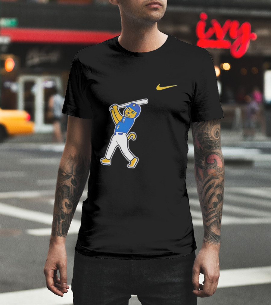 Pittsburgh Panthers Baseball Cartoon Mascot Batter Nike Sportswear T-Shirt
