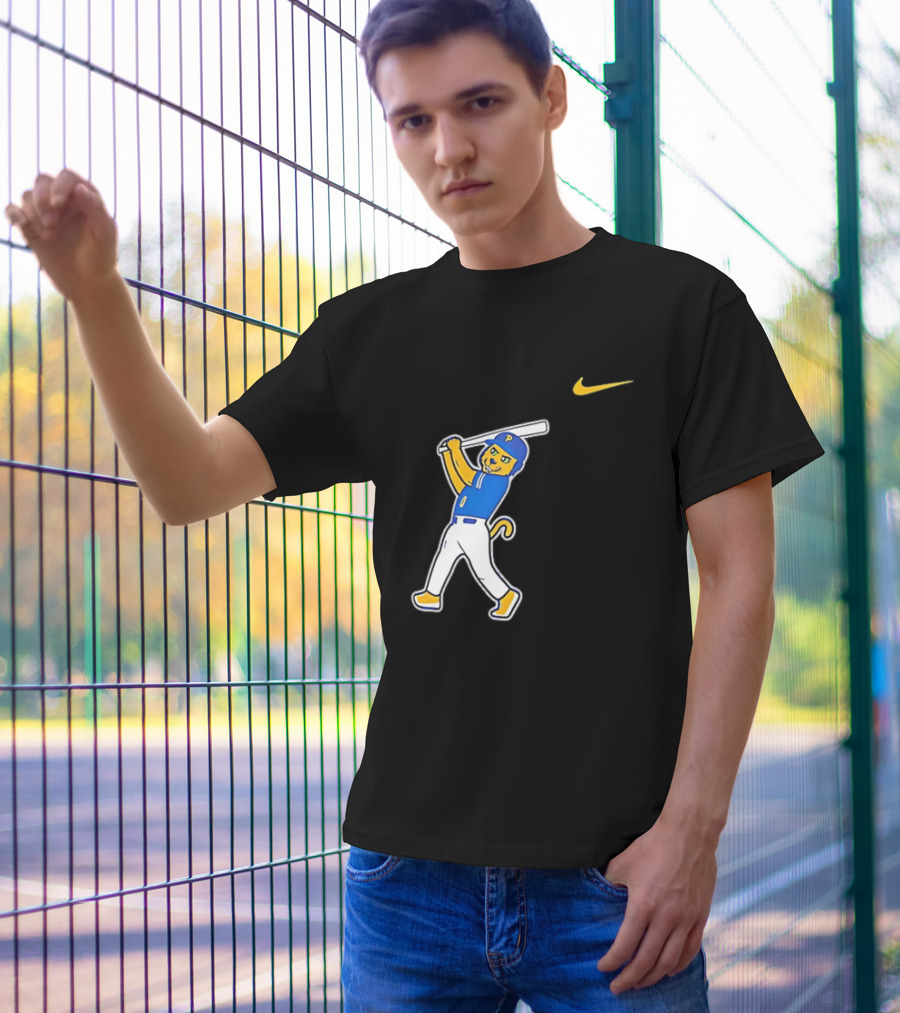 Pittsburgh Panthers Baseball Cartoon Mascot Batter Nike Sportswear T-Shirt