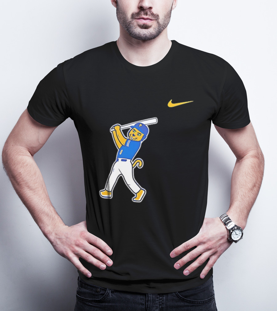 Pittsburgh Panthers Baseball Cartoon Mascot Batter Nike Sportswear T-Shirt