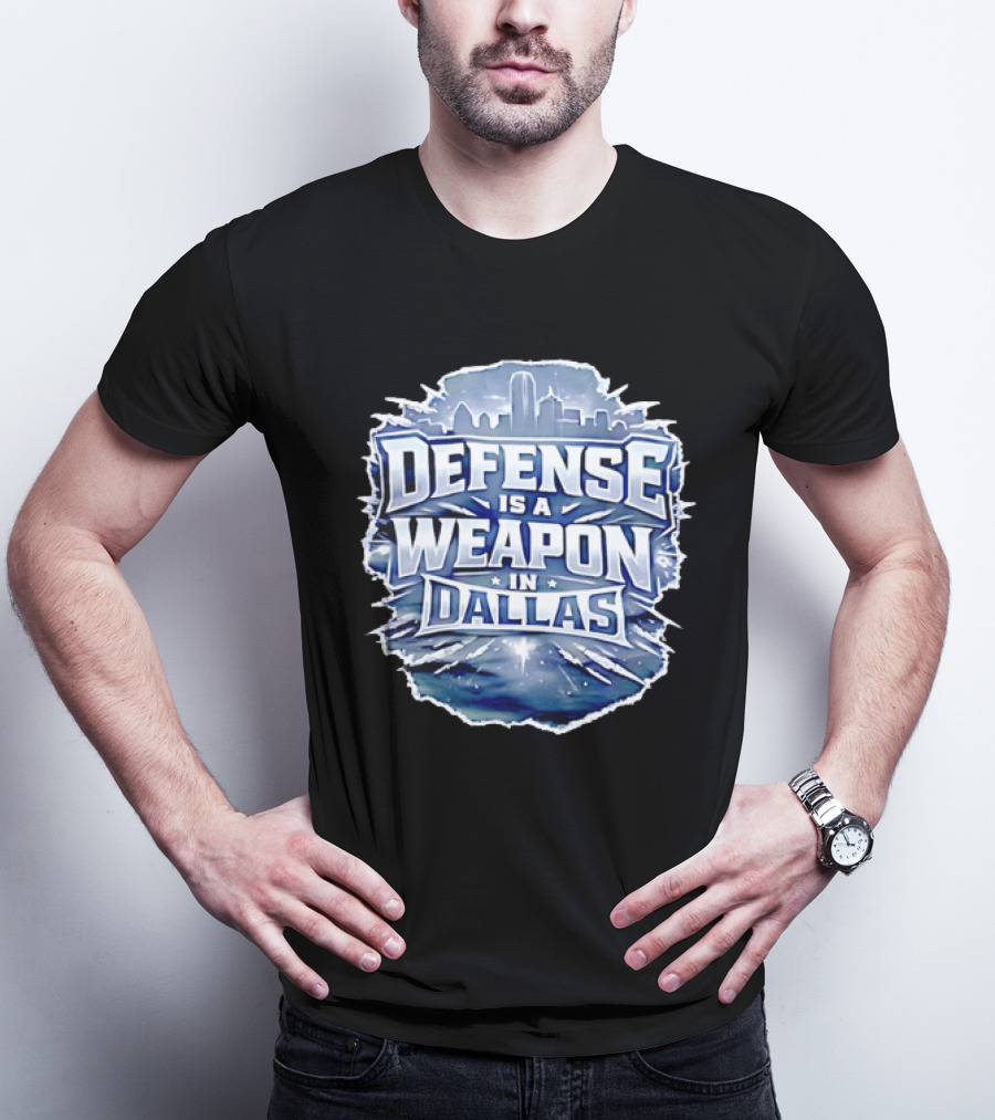 Defense Is A Weapon Dallas Football Skyline T-Shirt