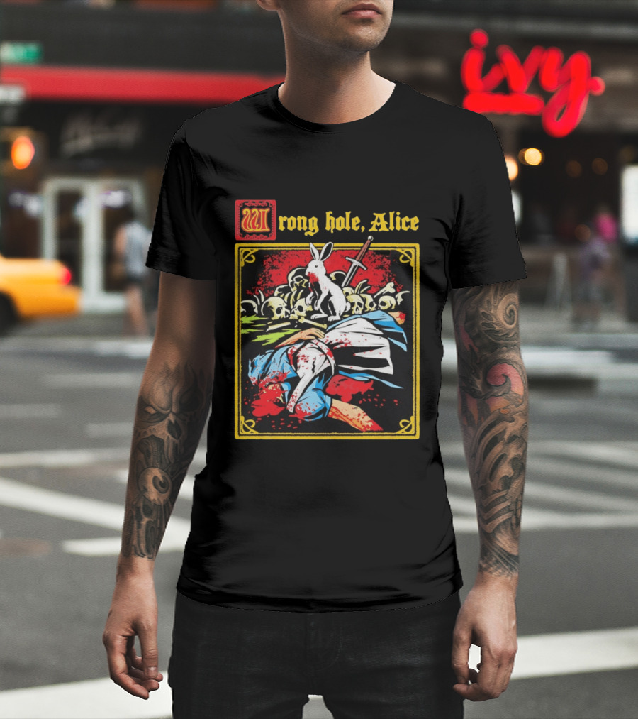 Wrong Hole Alice Killer Rabbit Dark Fantasy T-Shirt