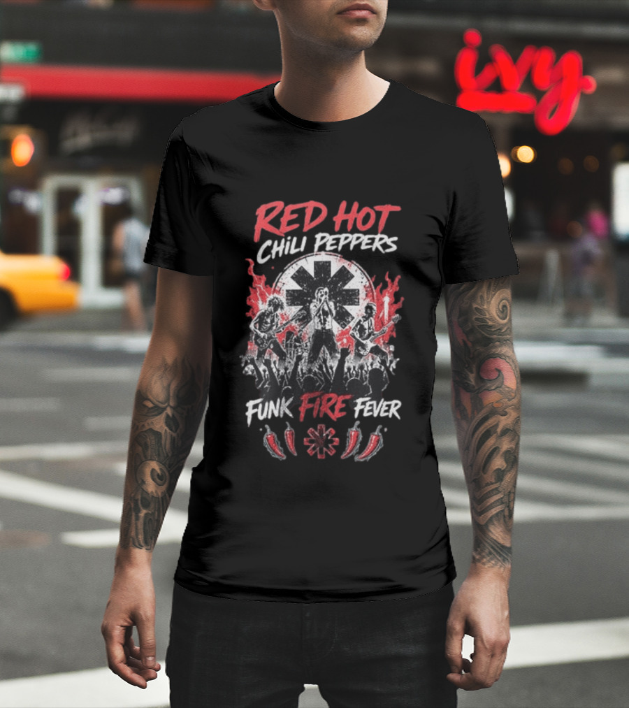 Red Hot Chili Peppers Funk Fire Fever Band Concert T-Shirt