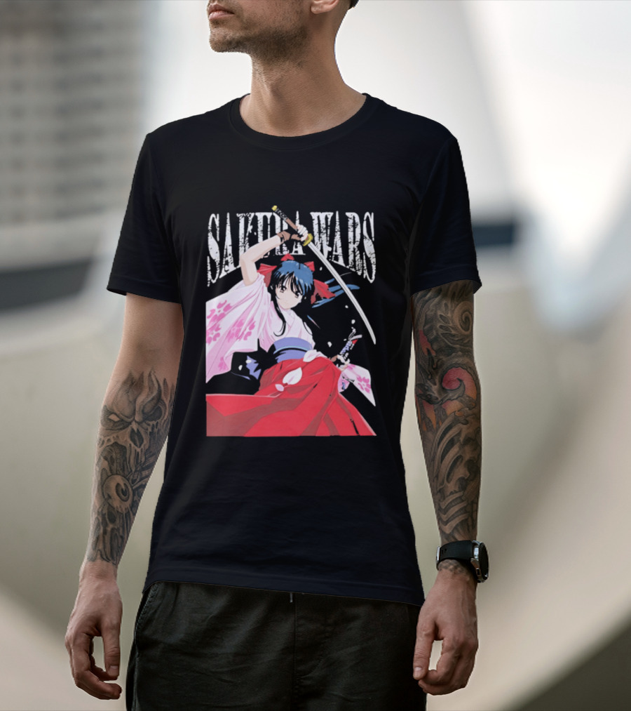 Sakura Wars Distressed Anime Samurai Girl With Katana T-Shirt