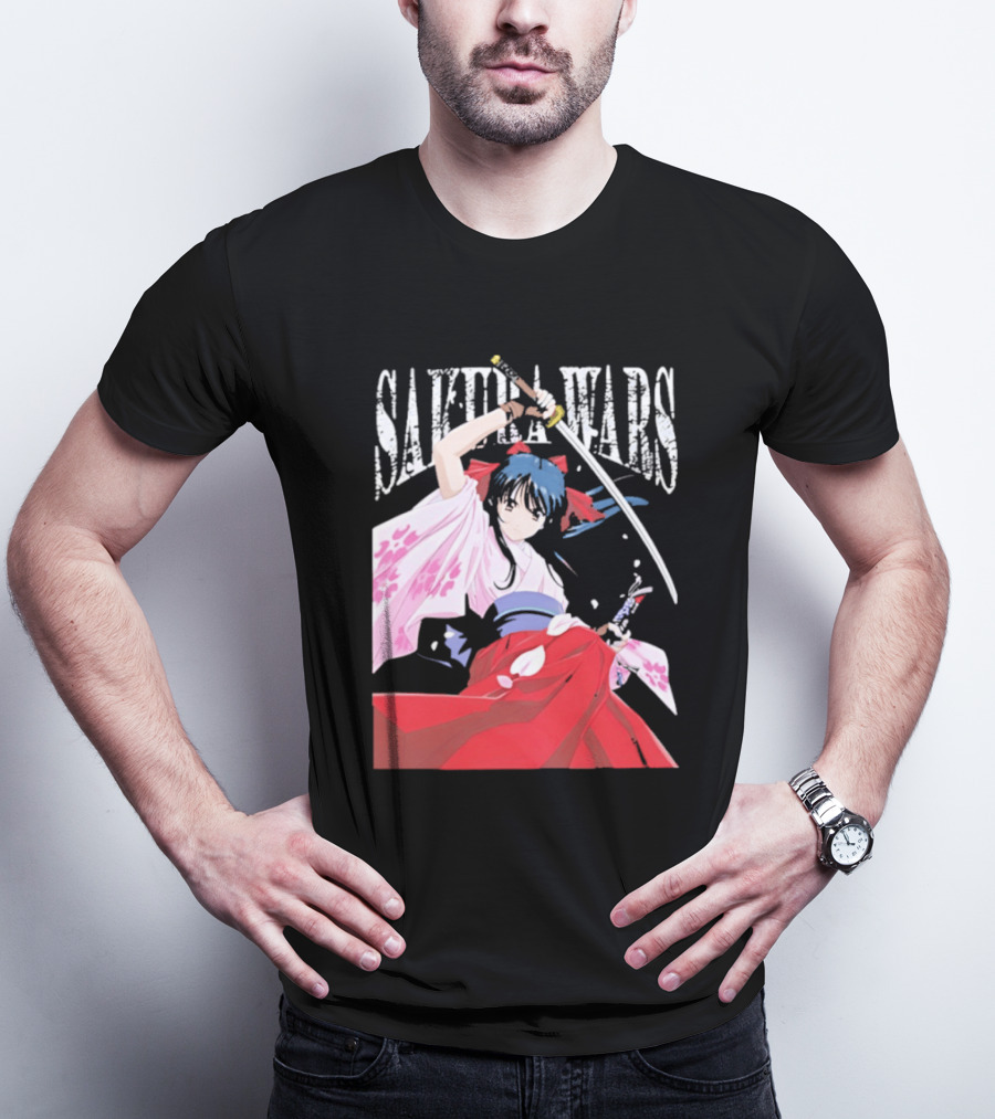Sakura Wars Distressed Anime Samurai Girl With Katana T-Shirt